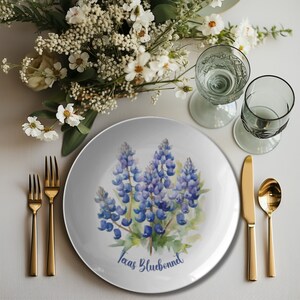Texas Bluebonnet Plate - Bluebonnet Dinnerware, Wildflower Kitchen ...