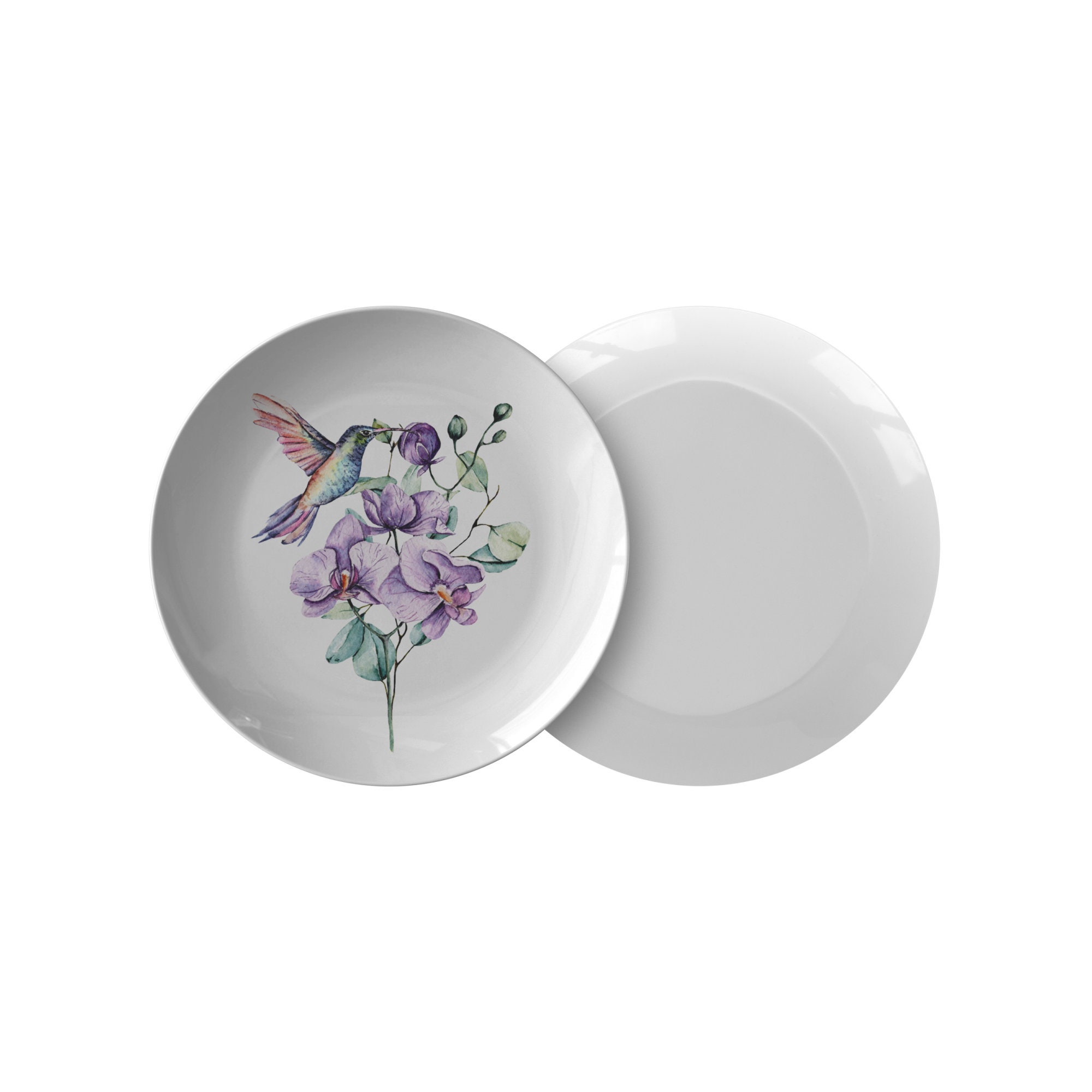 Hummingbird Dinner Plate Purple Orchid Spring Plates Hummingbird Dishes ...