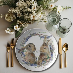 Spring Bunnies Dinner Plate - Easter Rabbits Plate, Easter Dinnerware ...