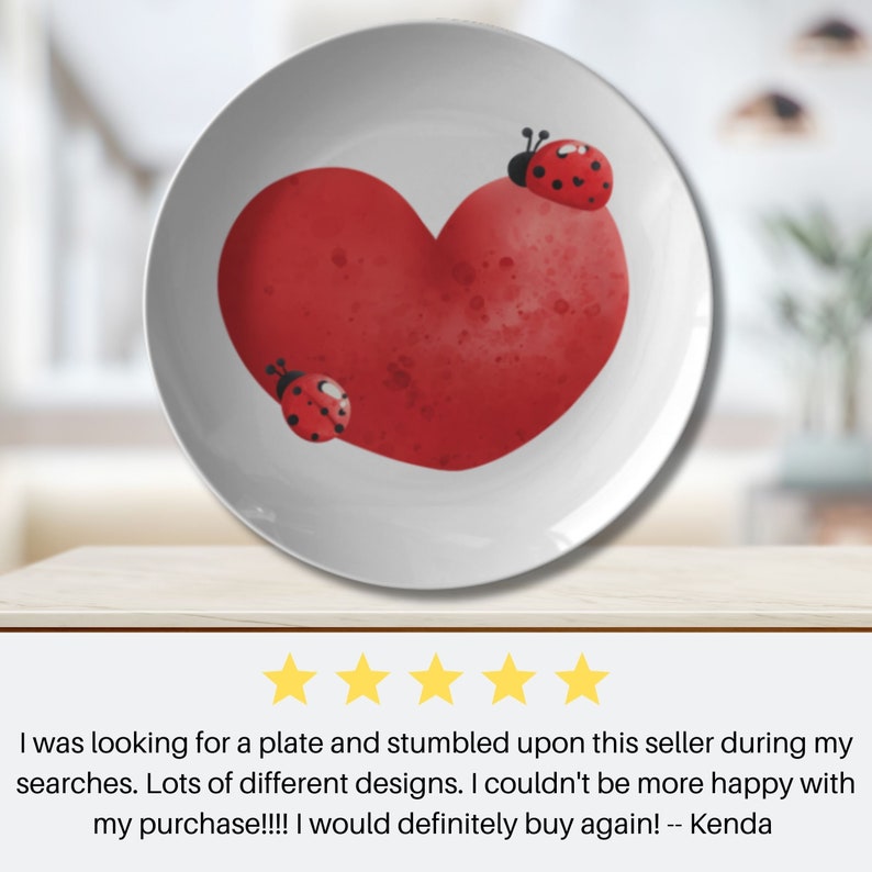 Valentine Plate With Ladybugs on a Heart Plate, Ladybug Table Decor ...