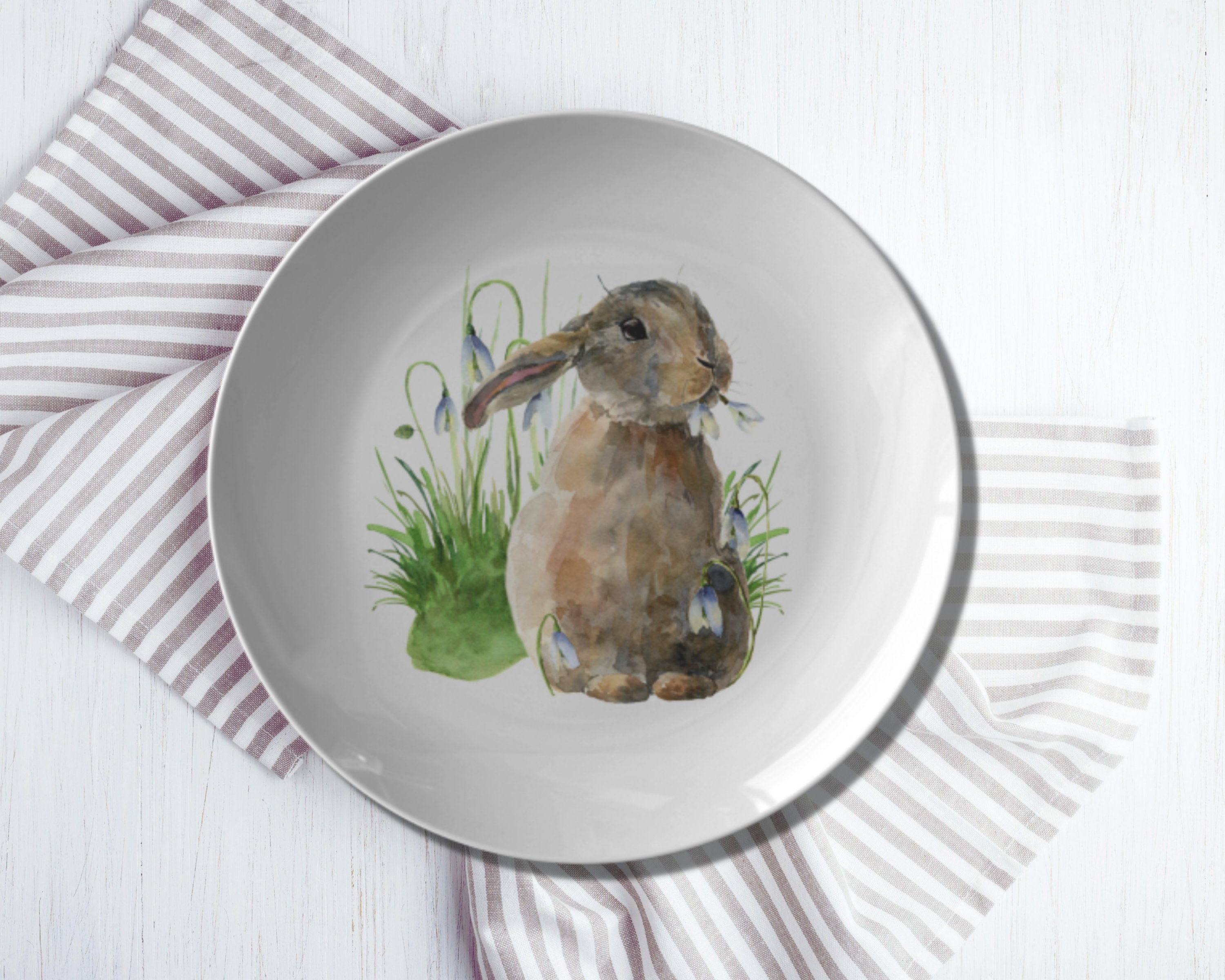 Easter Bunny Plate Spring Rabbit Plates Floral Plate Set - Etsy