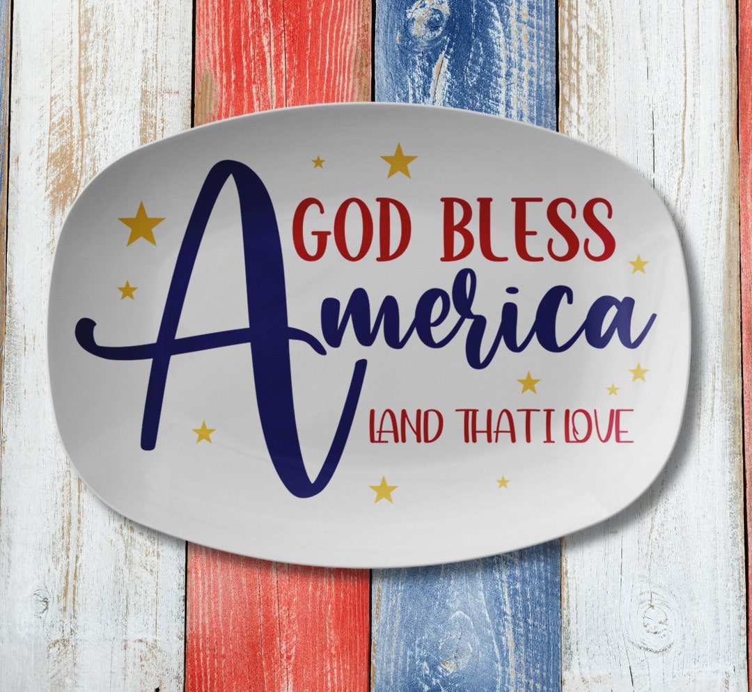 God Bless America Platter - Patriotic Dinnerware, Fourth of July Tray ...