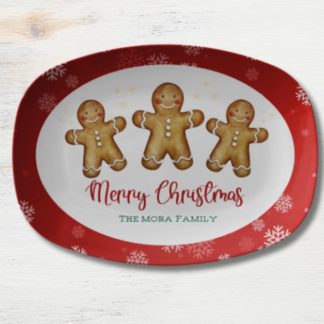 Gingerbread Merry Christmas Platter, Custom Christmas Gift Dinnerware ...