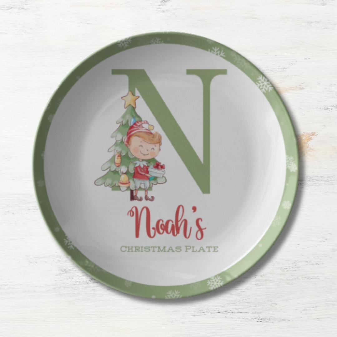 Personalized Christmas Plate, Cute Kid Elf Plate, Custom Holiday Plate ...