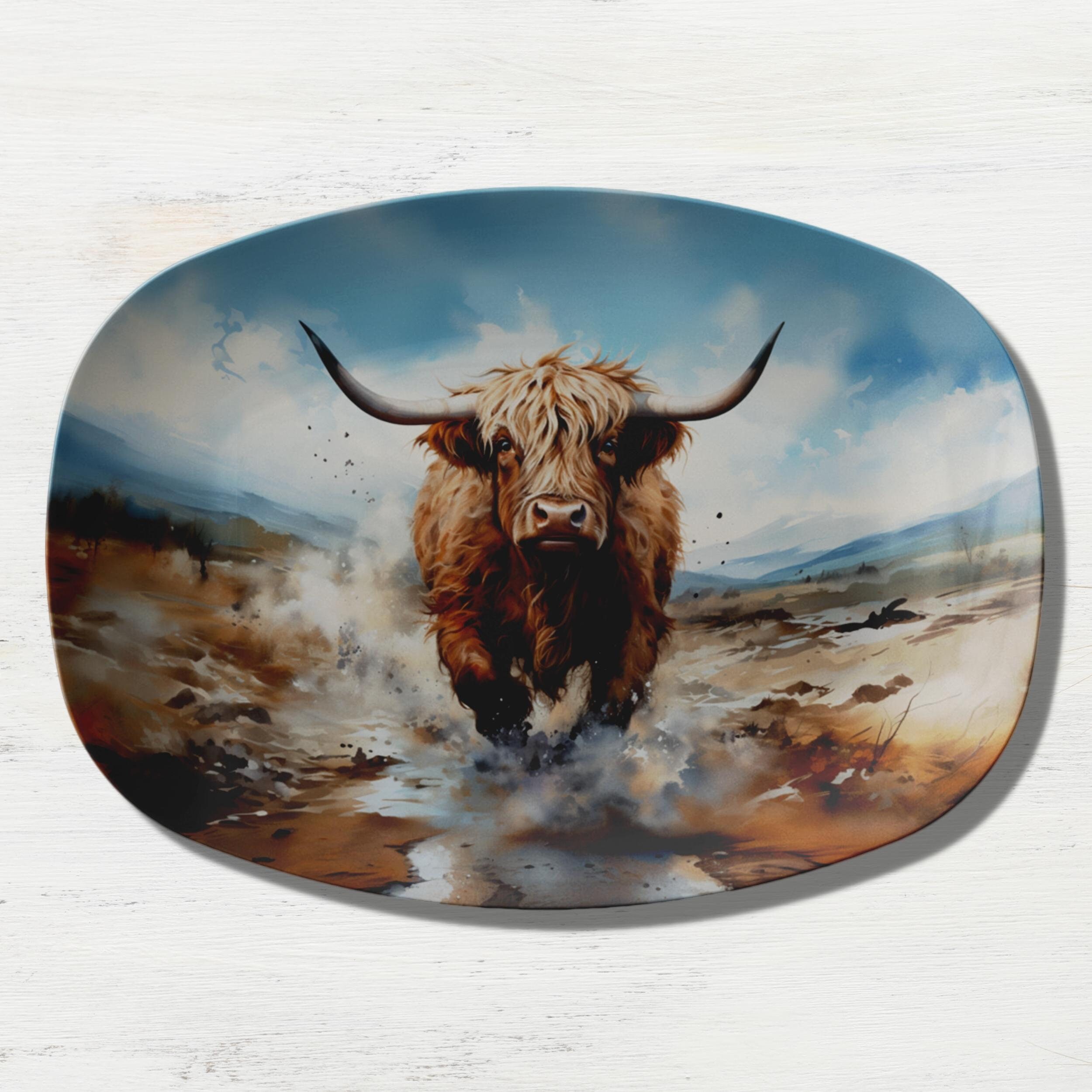 Highland Cow Dinnerware Platter Farmhouse Platter Farm Cow - Etsy