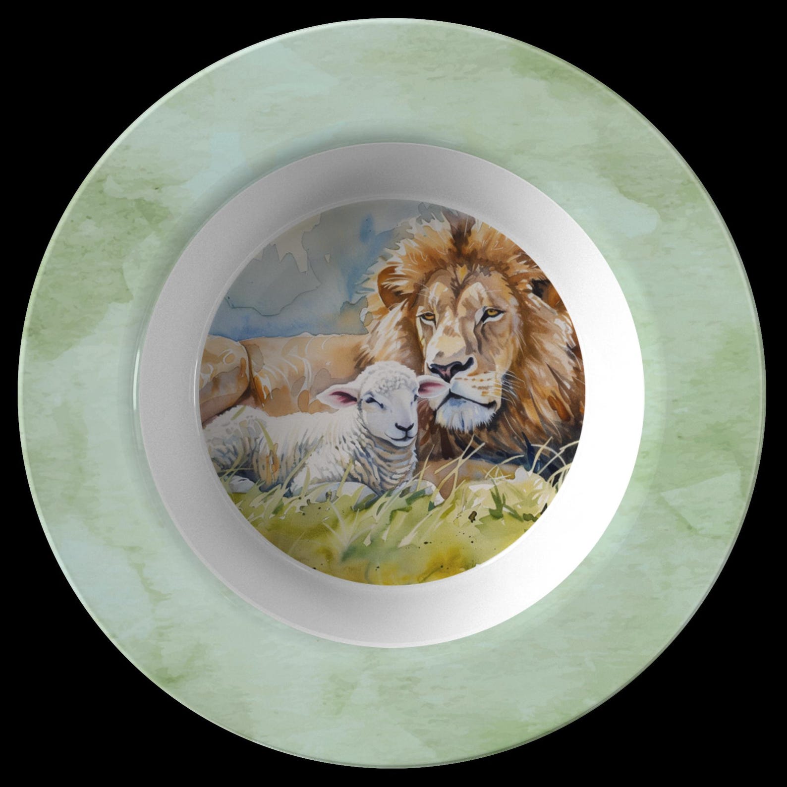Lion and Lamb Plate - Christian Dinnerware, Religious Plate, Lion and ...