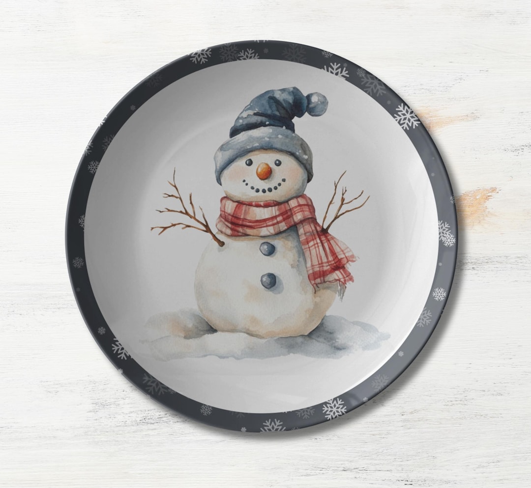 Snowman Plate – Winter Holiday Table Decor, Christmas Tableware ...
