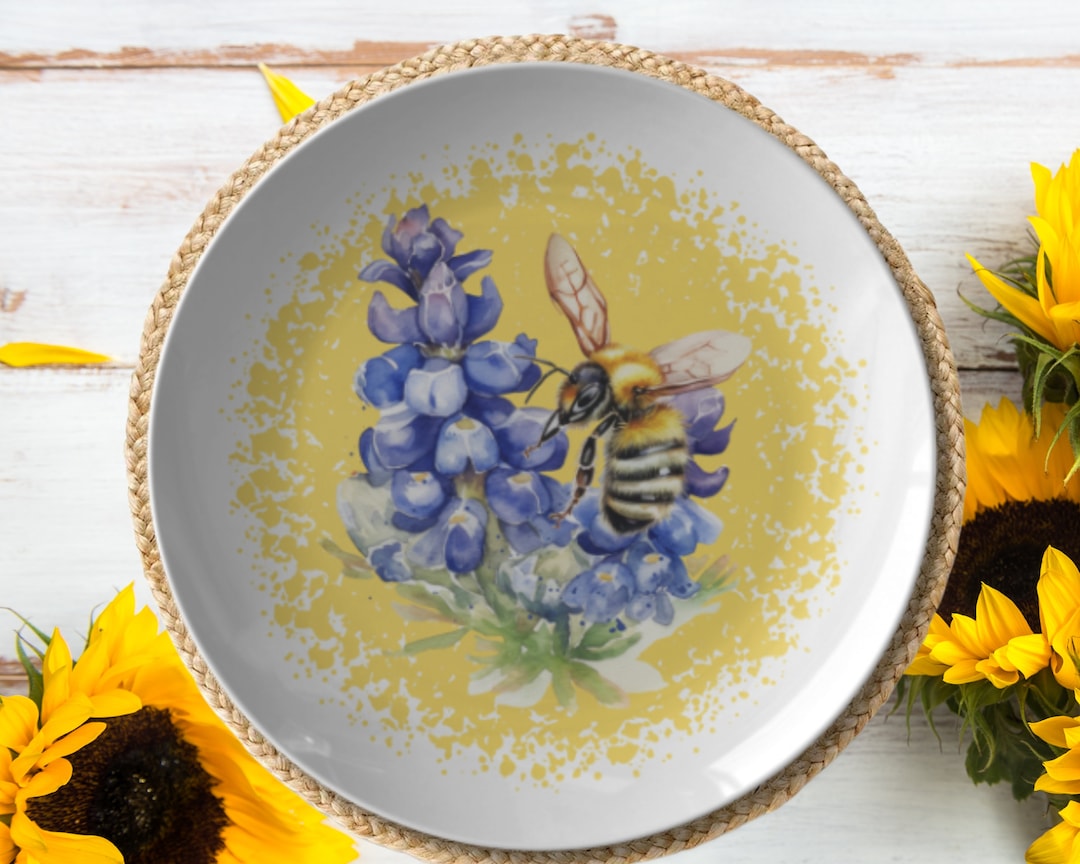 Bluebonnet Bee Plate - Bluebonnet Table Decor, Bee Dinnerware ...
