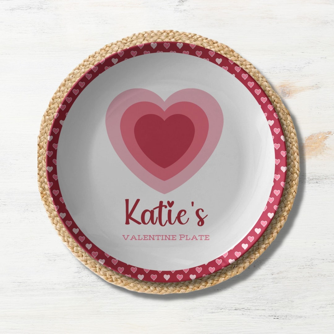 Personalized Valentine Plate, Cute Heart Plate, Custom Valentine Plate ...