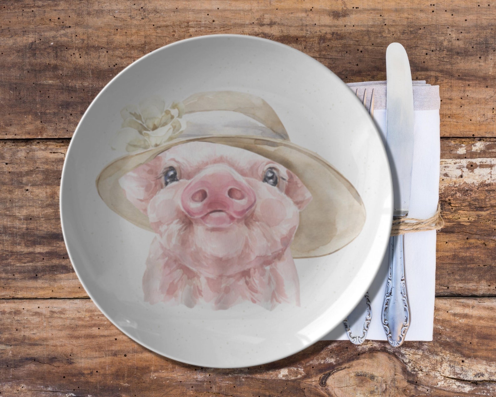 Pig Plate Farm Floral Dishes Farm Animal Themed Dinnerware Farmhouse ...