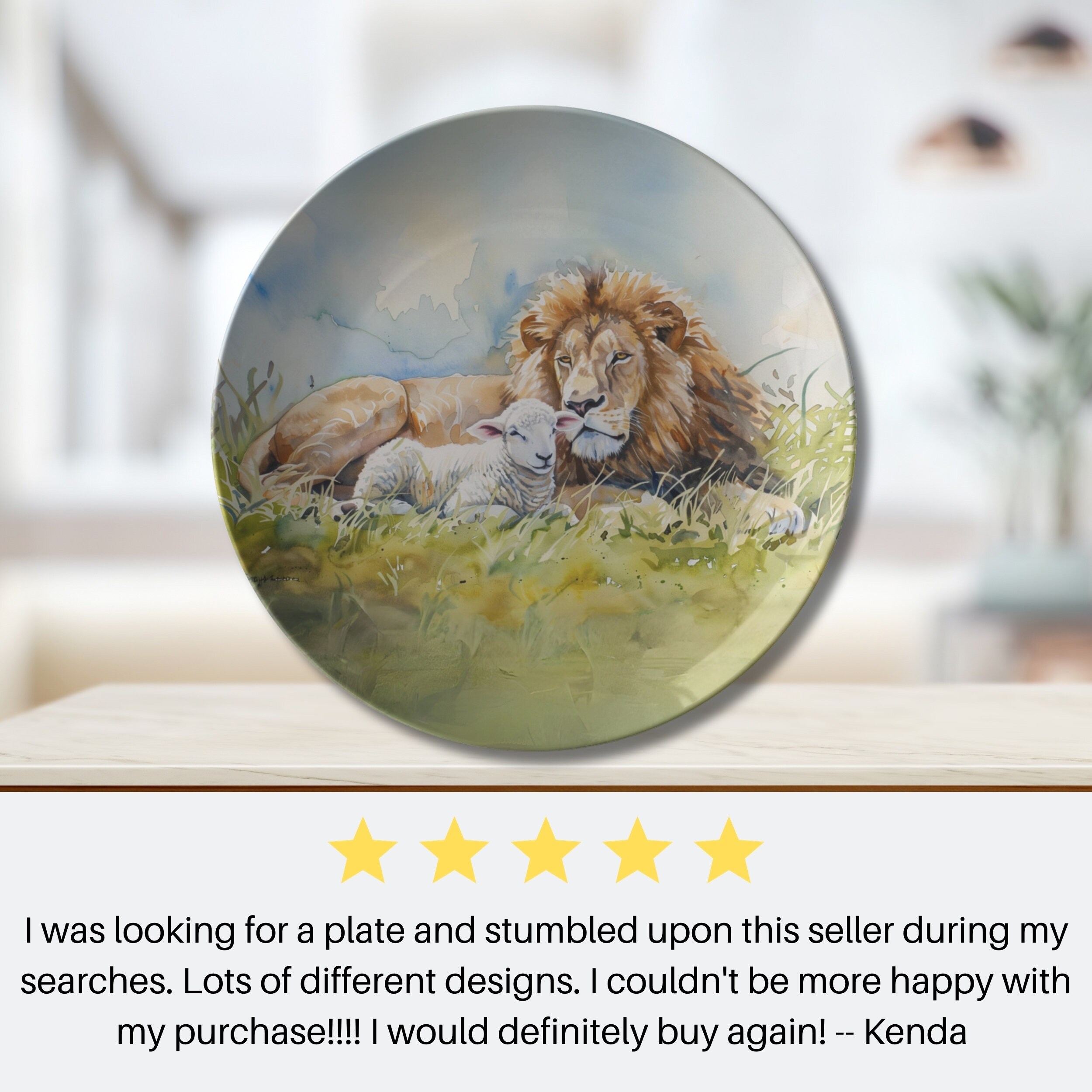 Lion and Lamb Platter - Christian Dinnerware, Religious Platter, Lion ...