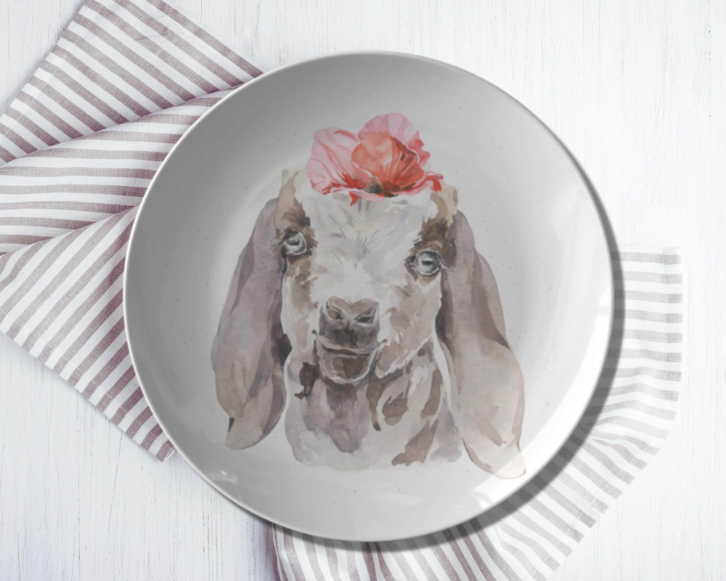 Floral Goat Plate Floral Goat Plates Farm Animal Plates Farm Themed ...