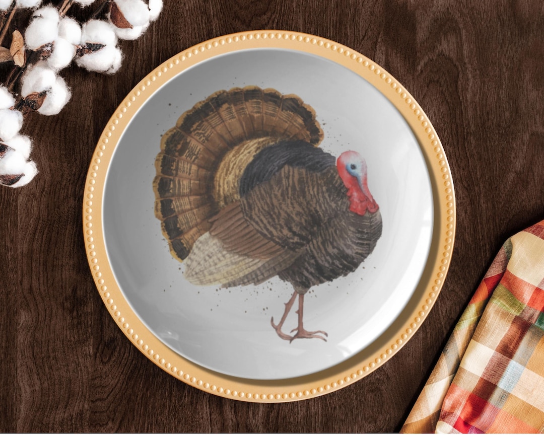 Thanksgiving Turkey Plate, Thanksgiving Dinnerware, Thanksgiving Table ...