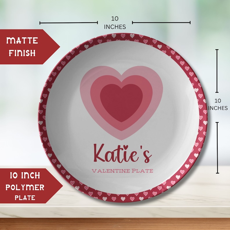 Personalized Valentine Plate, Cute Heart Plate, Custom Valentine Plate ...