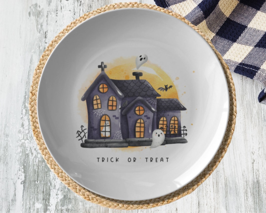 Halloween Haunted House Plate - Haunted House Dinnerware Featuring ...