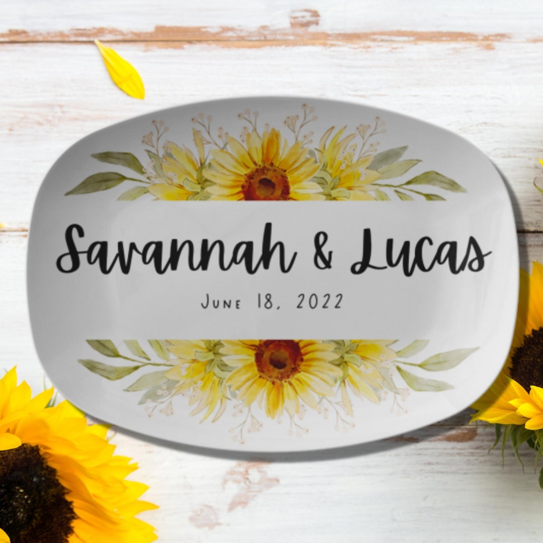 Sunflower Dinnerware - Personalized Wedding Platter, Sunflower Wedding ...