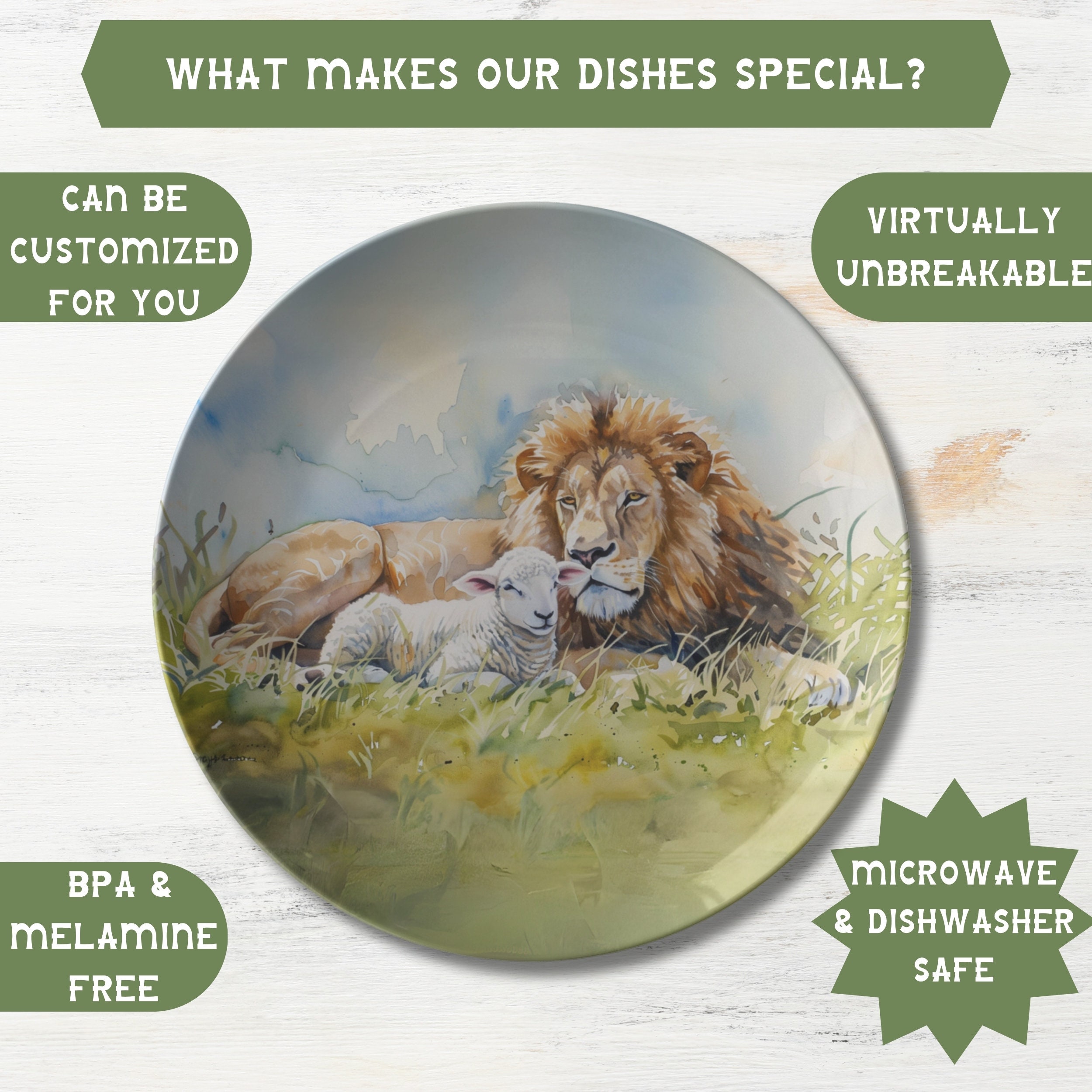 Lion and Lamb Plate Christian Dinnerware, Religious Plate, Lion and ...