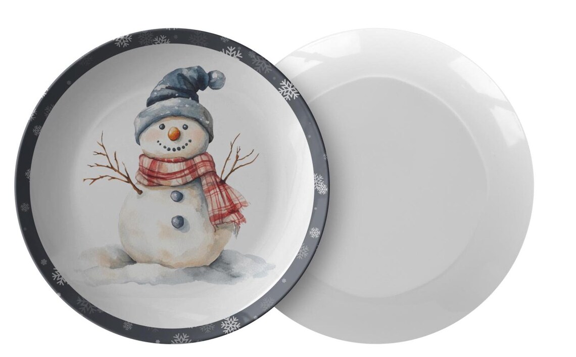 Snowman Plate – Winter Holiday Table Decor, Christmas Tableware ...