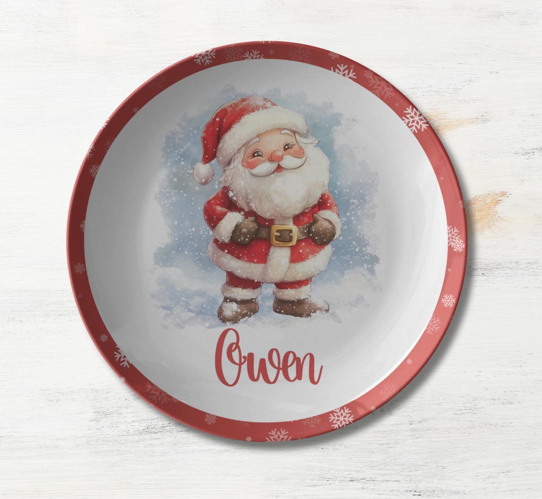 Personalized Christmas Plate - Custom Santa Christmas Kids Plate, Cute ...