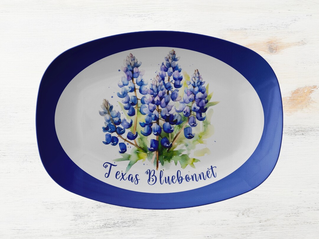 Texas Bluebonnet Platter - Bluebonnet Dinnerware, Bluebonnet Kitchen Decor, Wildflower Decor ...