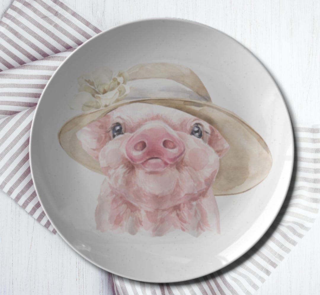 Pig Plate - Farm Floral Dishes, Farm Animal Themed Dinnerware ...