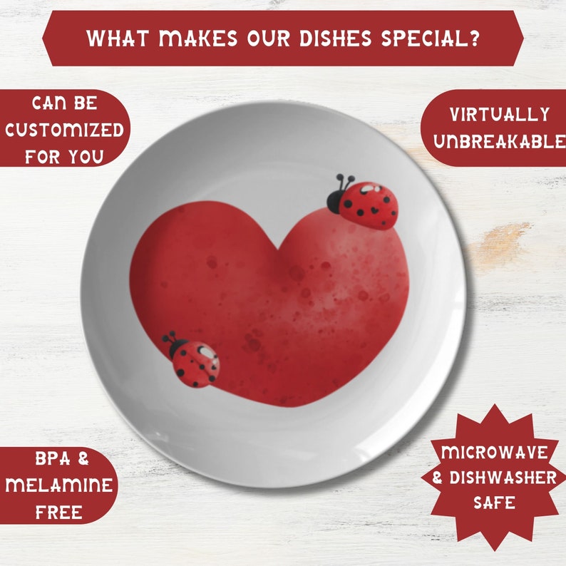 Valentine Plate With Ladybugs on a Heart Plate, Ladybug Table Decor ...