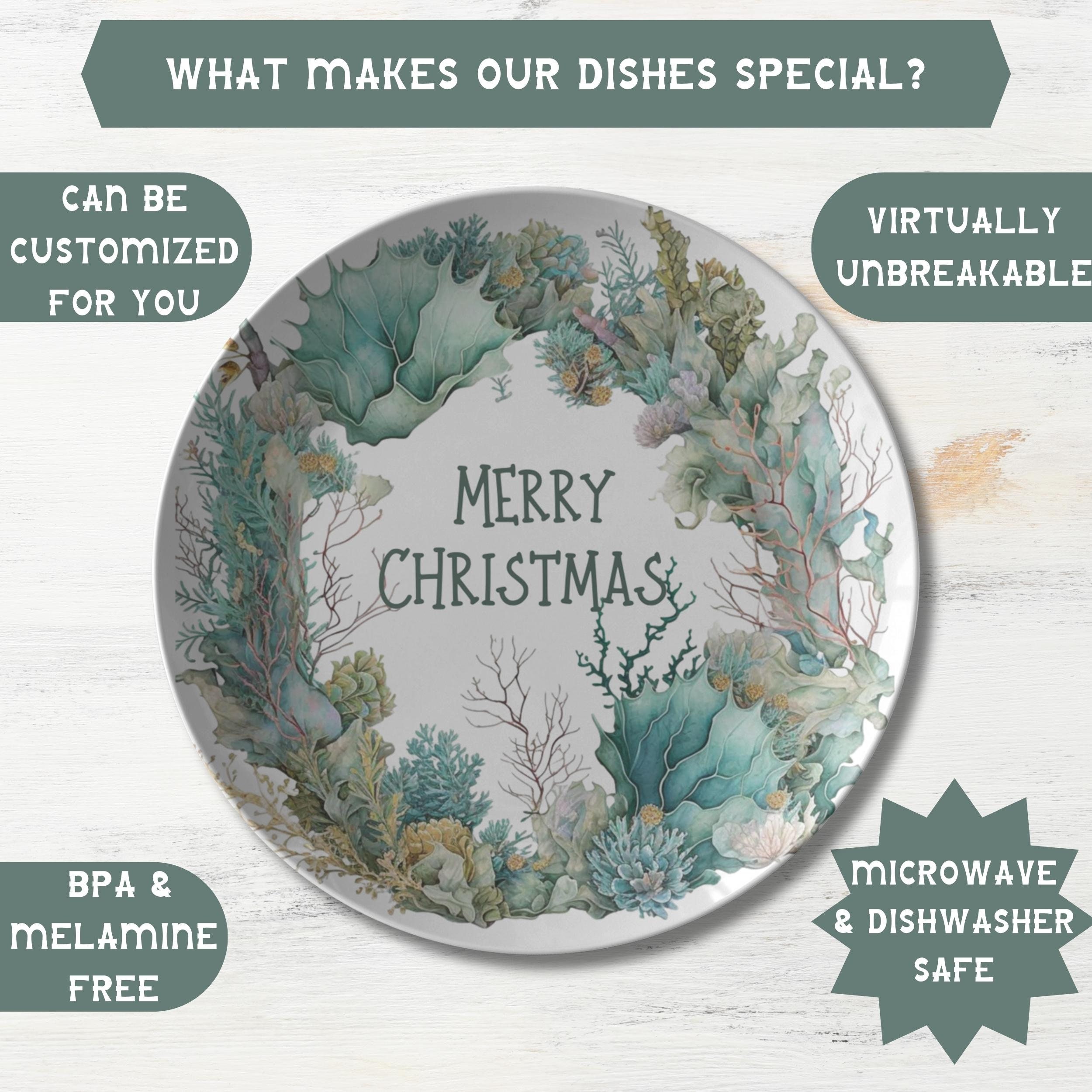 Coastal Christmas Plate, Coastal Dinnerware, Coastal Beach Christmas ...