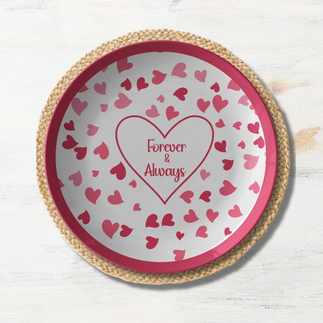 Heart Valentine Plate That Reads Forever and Always - Valentine ...