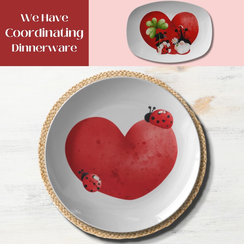 Valentine Plate With Ladybugs on a Heart Plate, Ladybug Table Decor ...