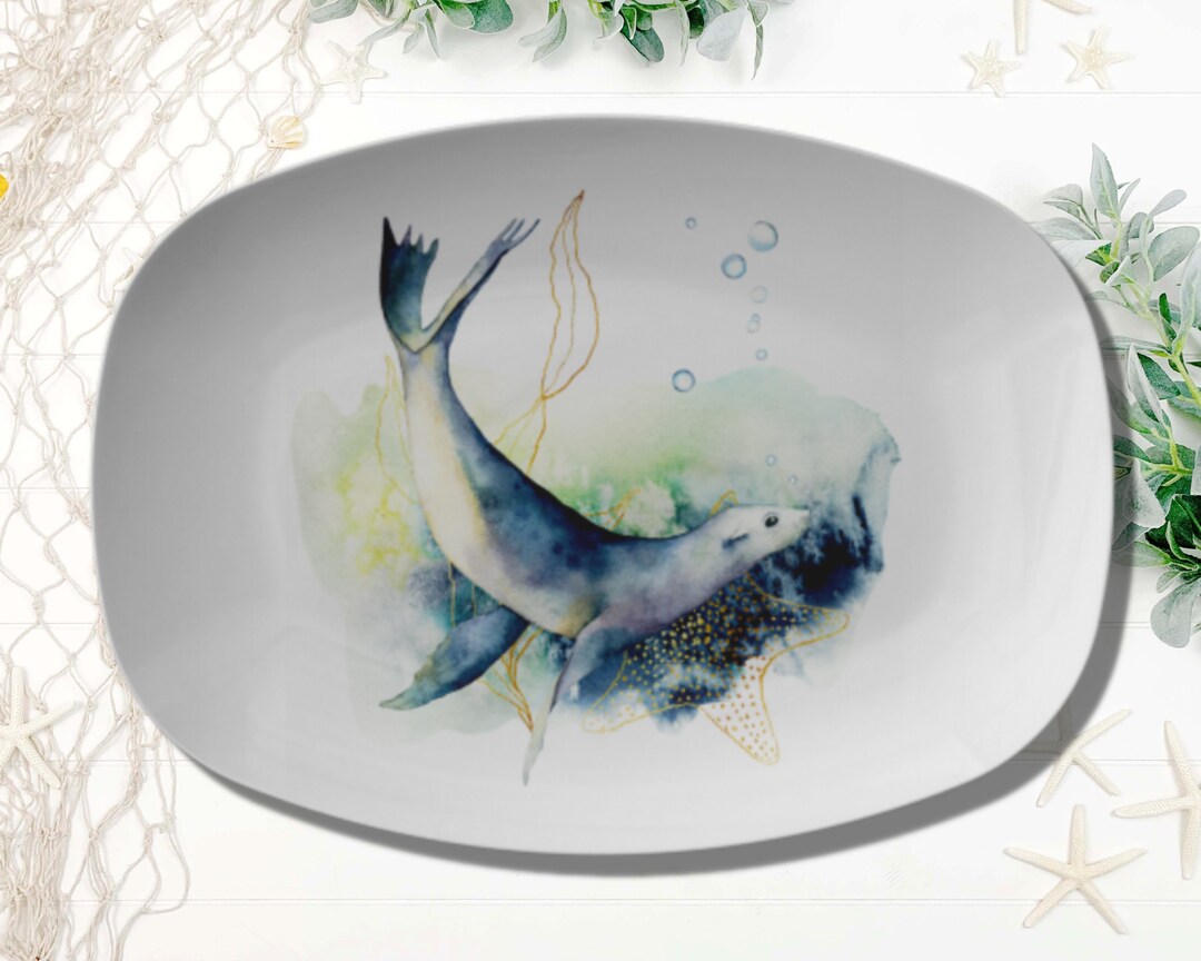Sea Lion Dinner Platter | Summer Ocean Platters | 10 X 14 in Decoware ...
