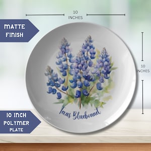 Texas Bluebonnet Plate - Bluebonnet Dinnerware, Wildflower Kitchen ...