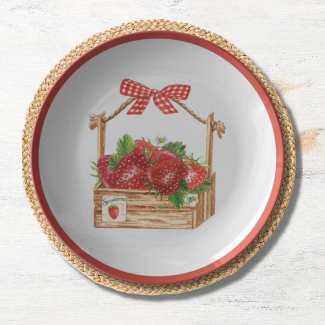 Strawberry Dinner Plate, Strawberry Dinnerware, Summer Fruit Themed ...