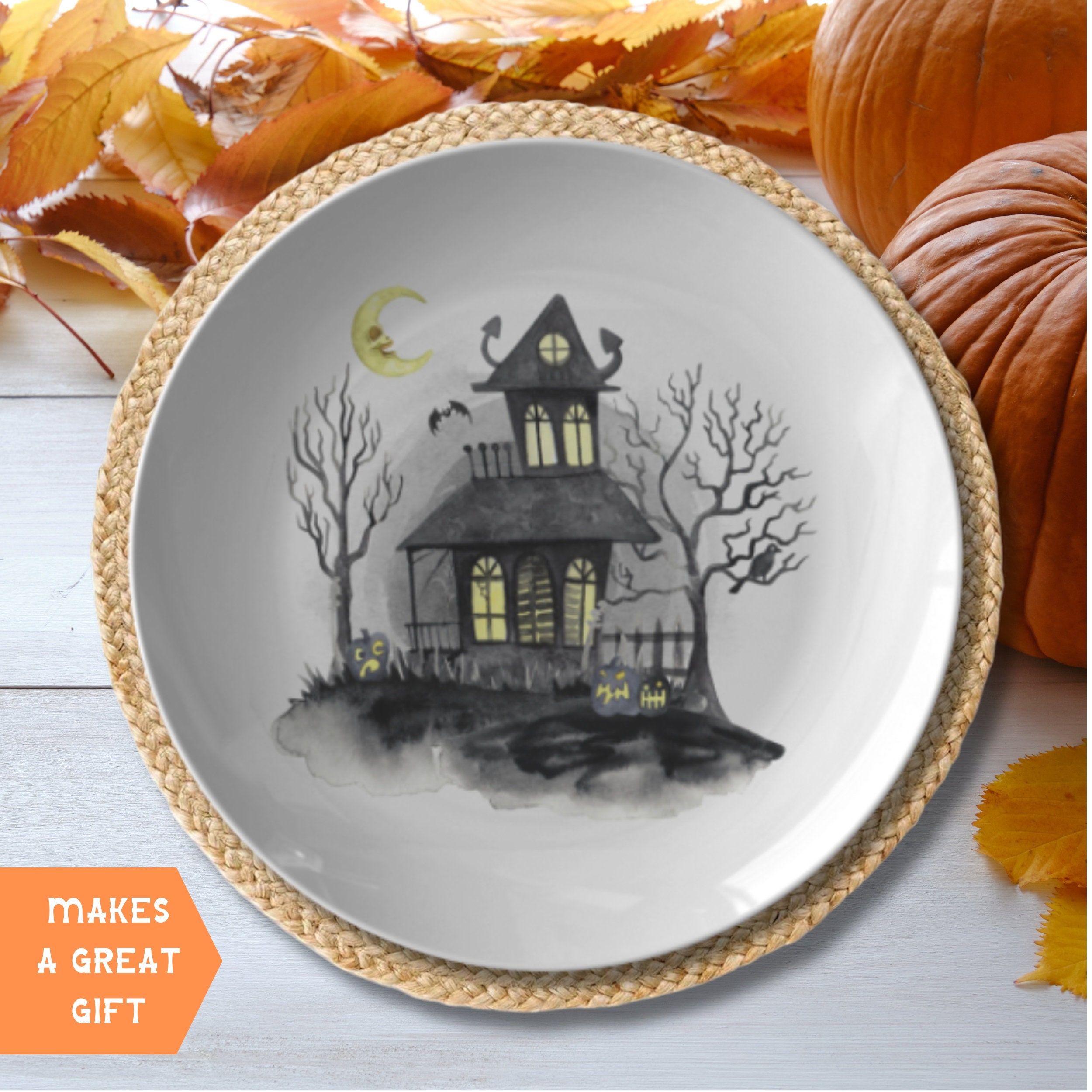 Spooky Haunted House Plates Perfect for Halloween Parties or - Etsy