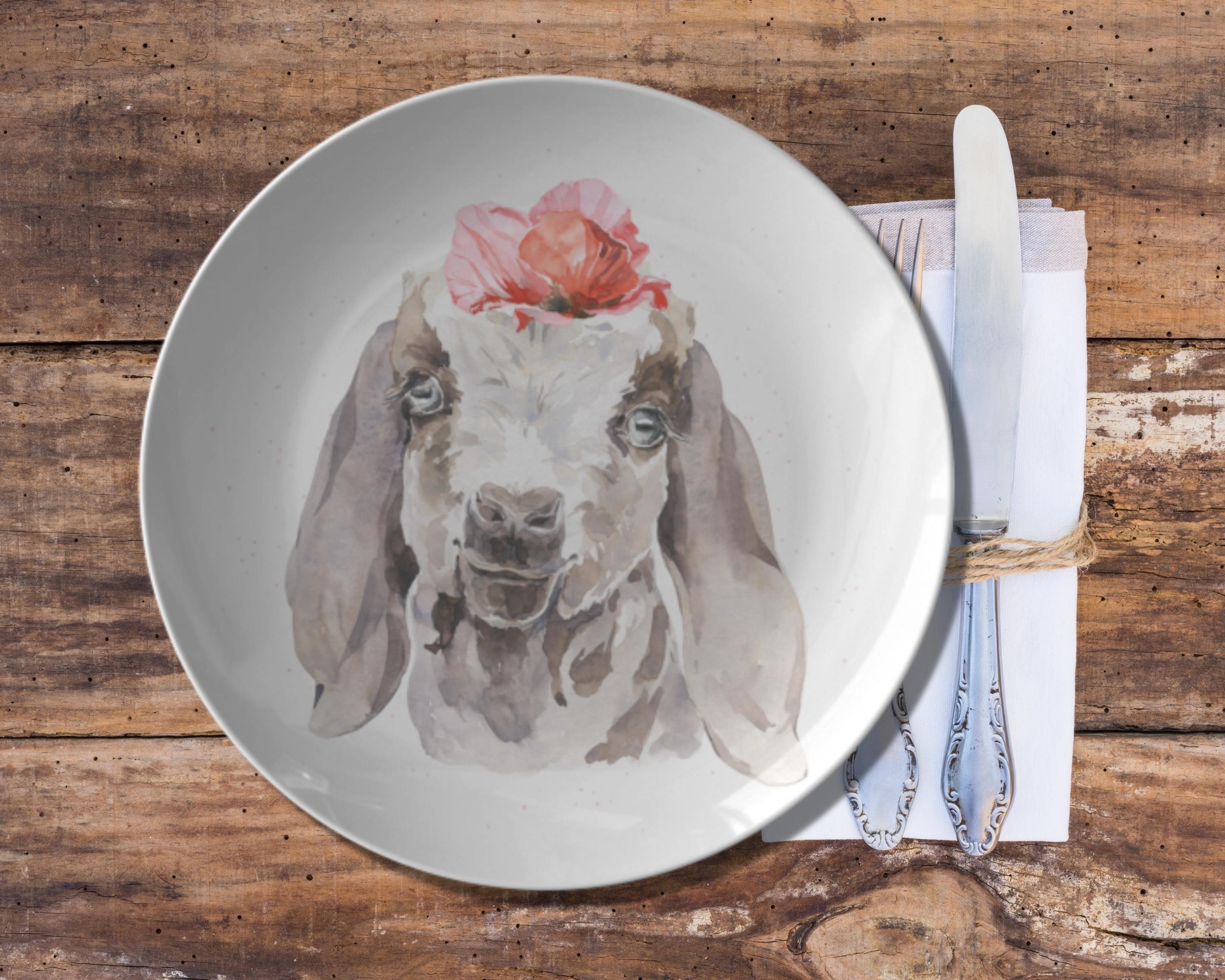 Floral Goat Plate | Floral Goat Plates | Farm Animal Plates | Farm ...