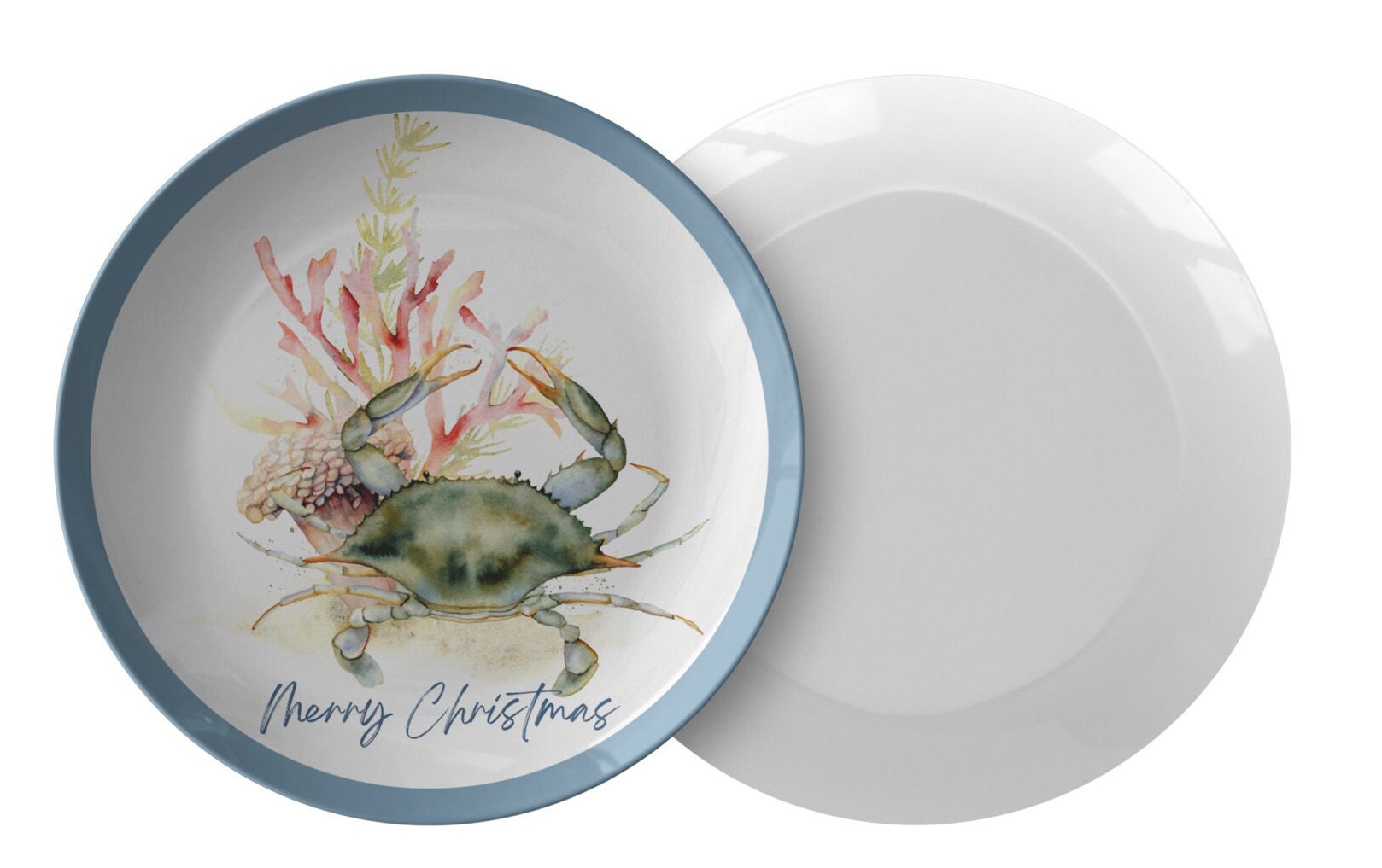 Coastal Christmas Plate, Beach Dinnerware, Coastal Beach Christmas ...