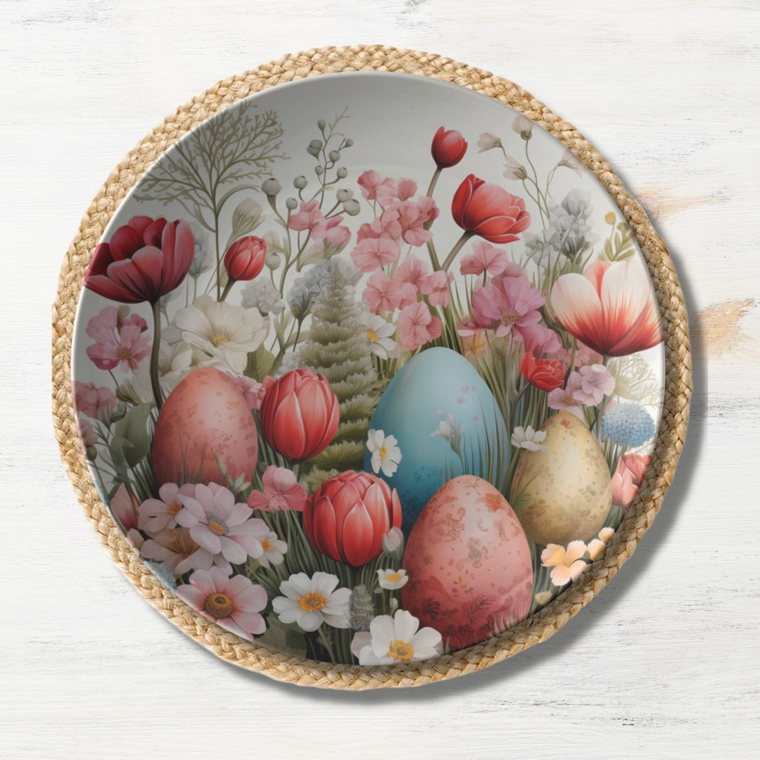 Easter Egg Dinner Plate - Floral Spring Easter Plates - Easter Table ...
