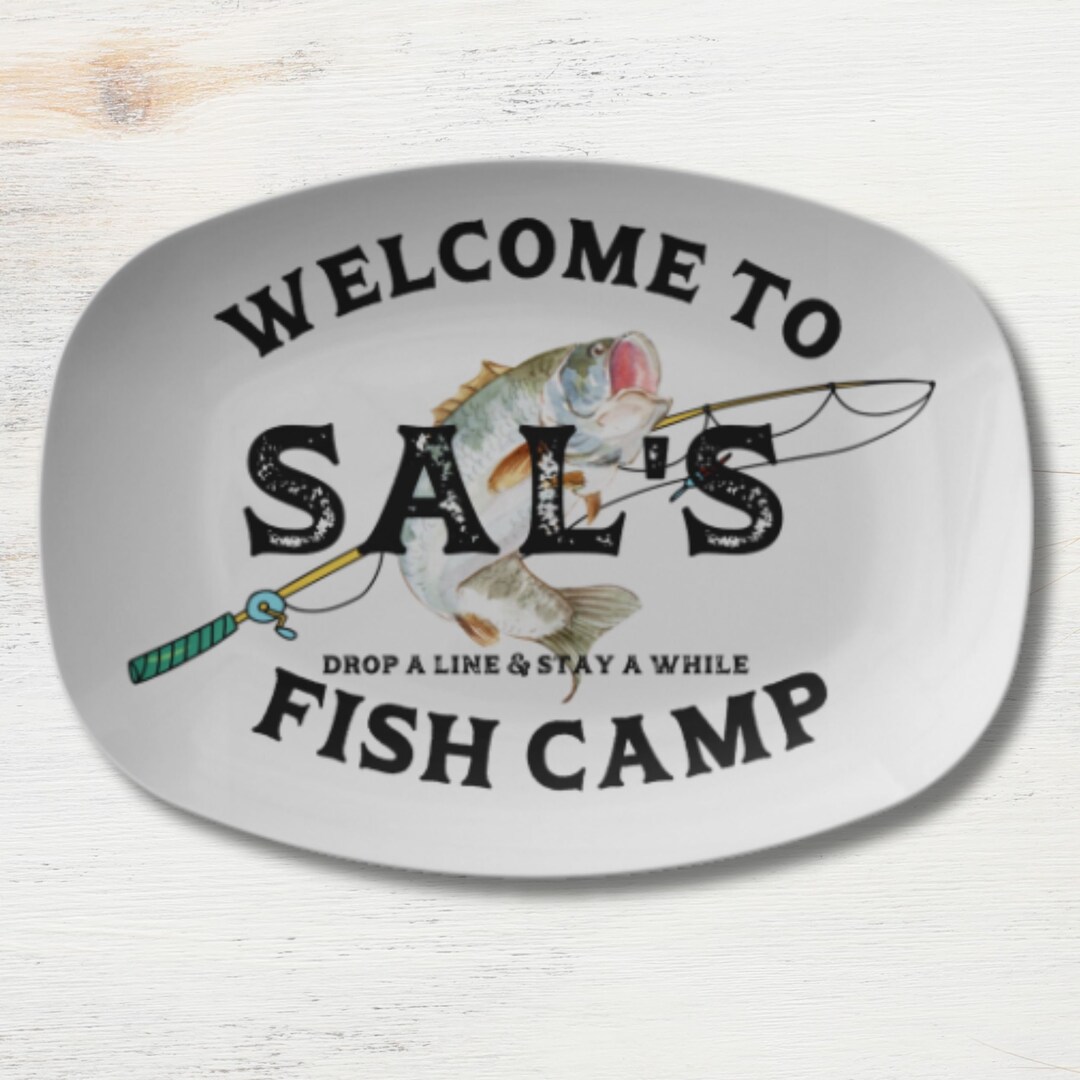 Fishing Camp Dinnerware, Custom Fishing Camp Gift Platter, Personalized ...