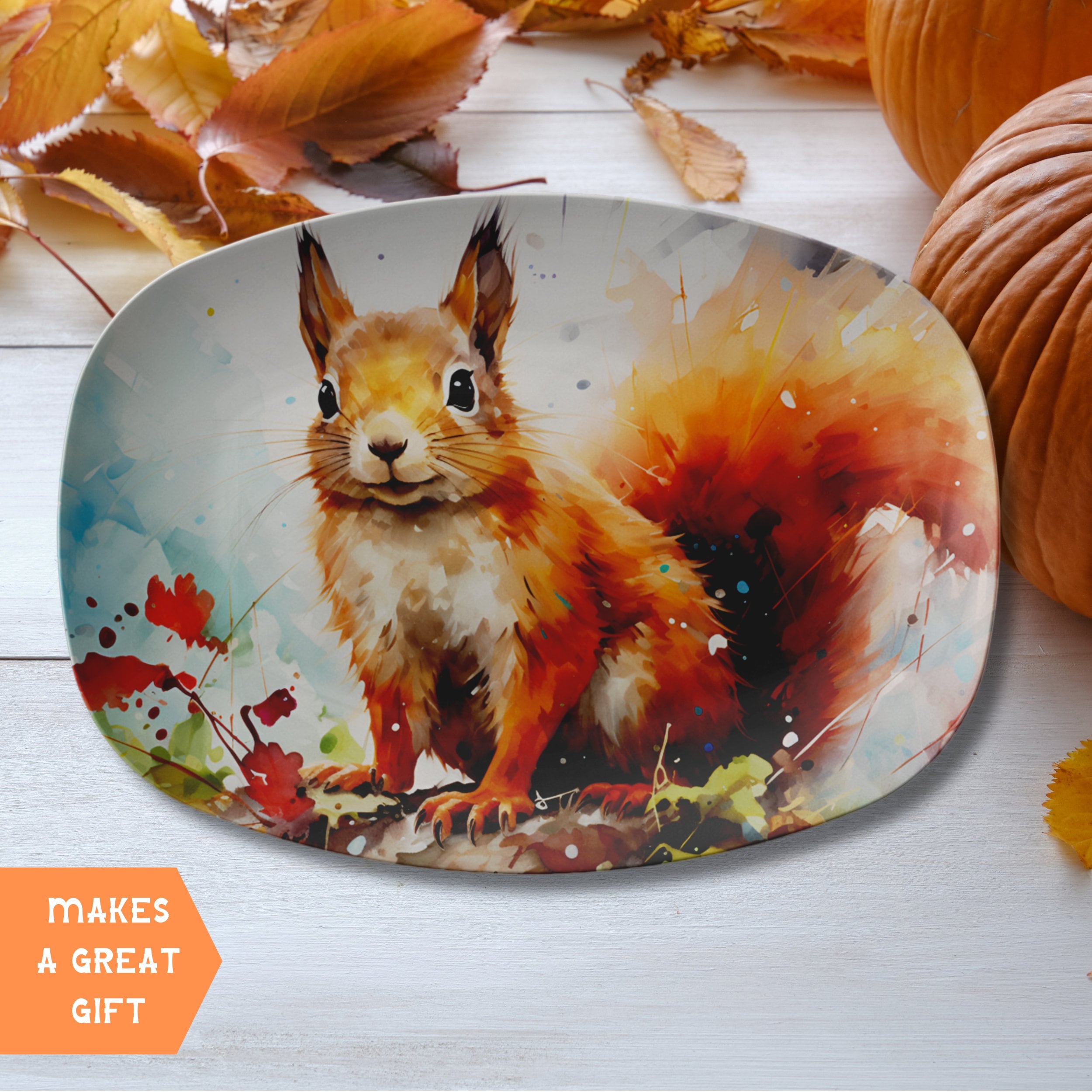 Squirrel Platter - Squirrel Dinnerware, Fall Table Decor, Thanksgiving ...
