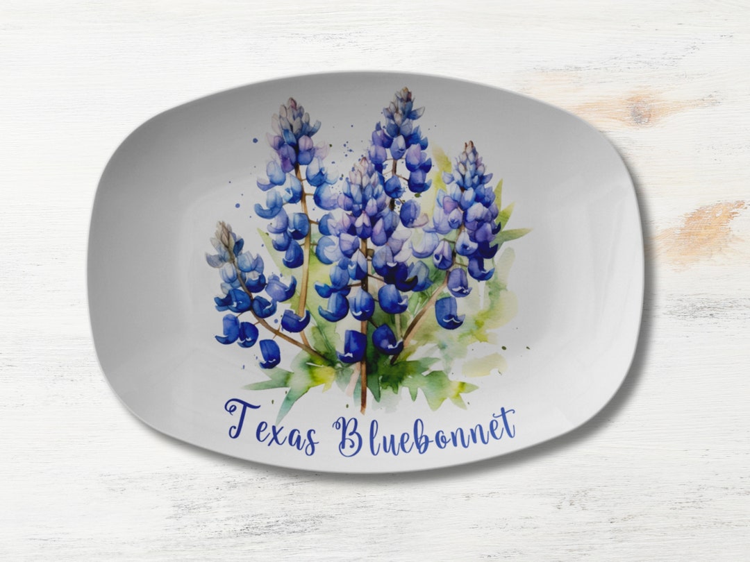 Texas Bluebonnet Platter - Bluebonnet Dinnerware, Bluebonnet Kitchen Decor, Wildflower Decor ...