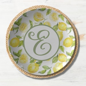 Monogram Lemon Plate - Custom Kitchen Platter, Summer Dinnerware, Lemon ...