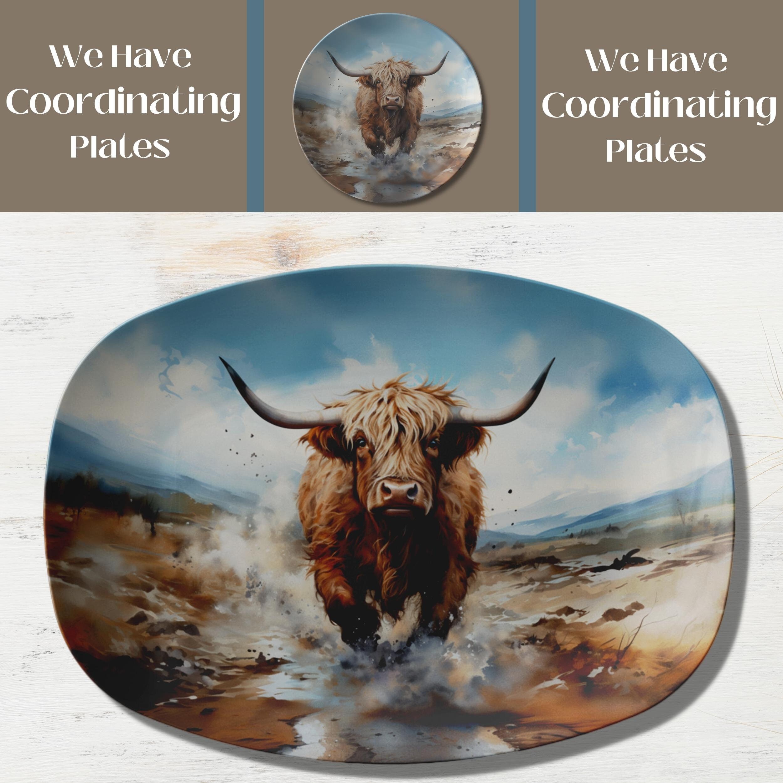 Highland Cow Dinnerware Platter Farmhouse Platter, Farm Cow Dish ...