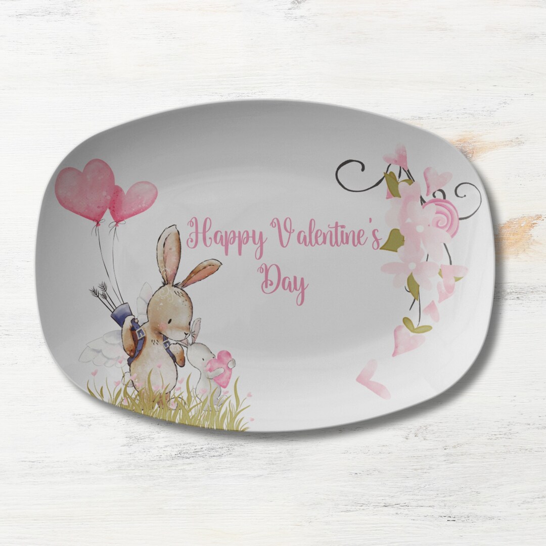 Happy Valentine's Day Platter - Valentine Dinnerware, Bunny Dishware ...