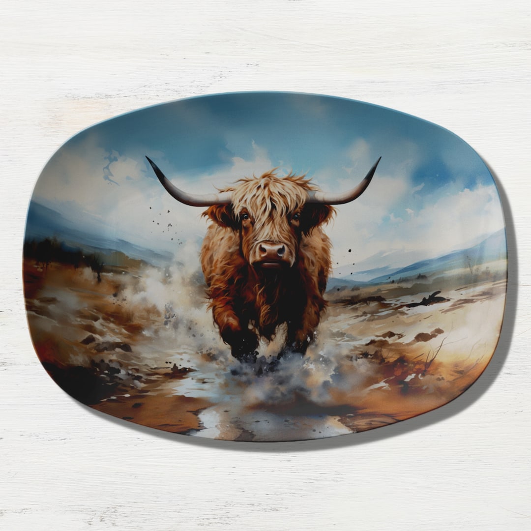 Highland Cow Dinnerware Platter - Farmhouse Platter, Farm Cow Dish ...