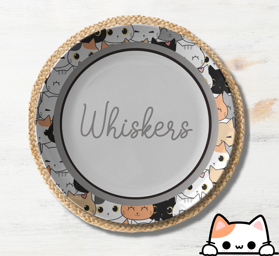 Custom Cat Plate - Cat Food Dish, Decorative Pet Food Dinnerware, Kitty Food Dish, Dish for Cats ...