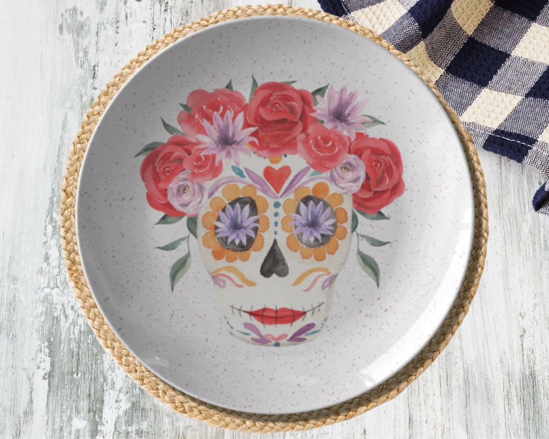 Dia De Los Muertos Plate, Day of the Dead Skull Plates, Day of the Dead ...