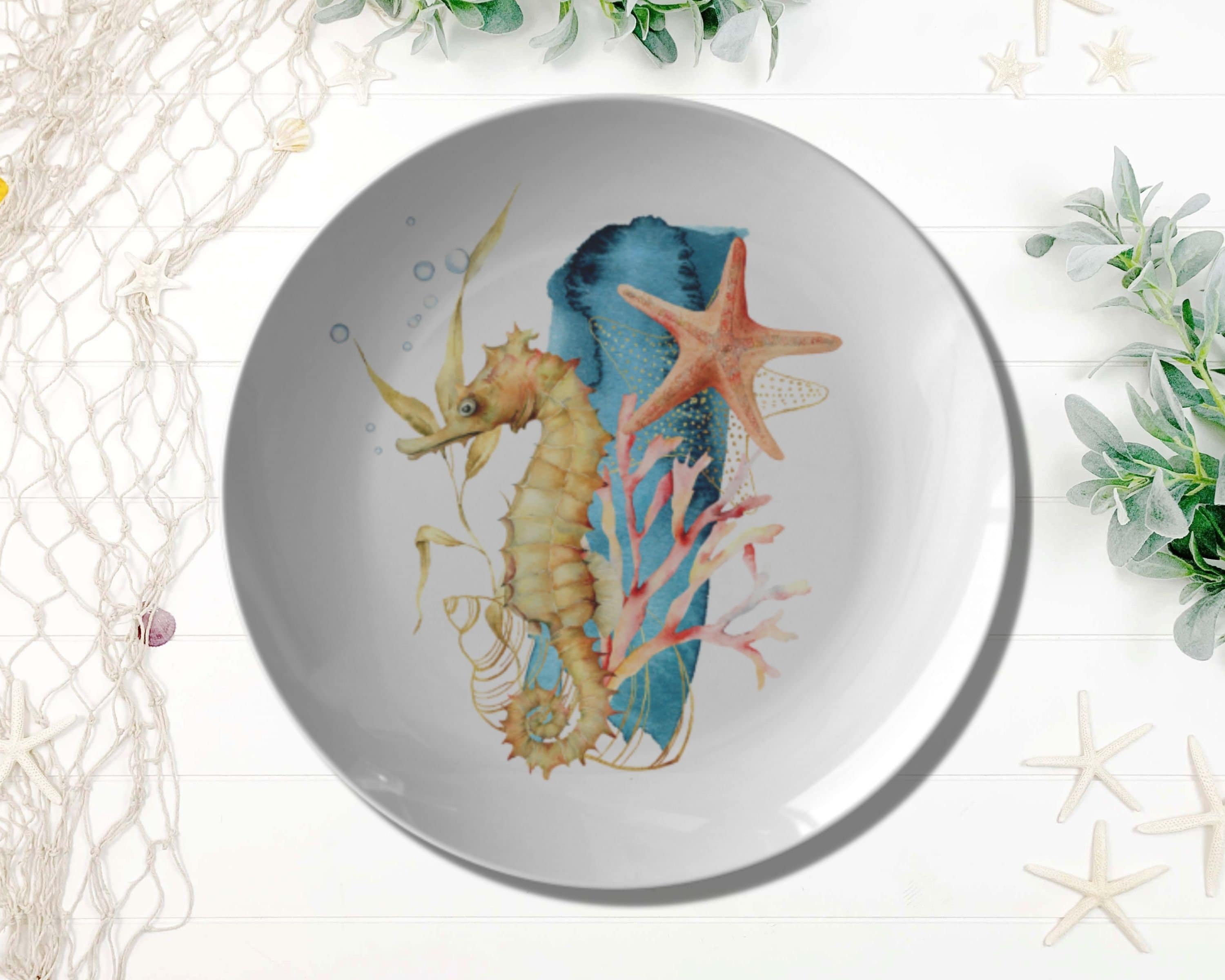 Sea Horse Dinner Plates, Starfish Plate, Beach Decorative Plates ...