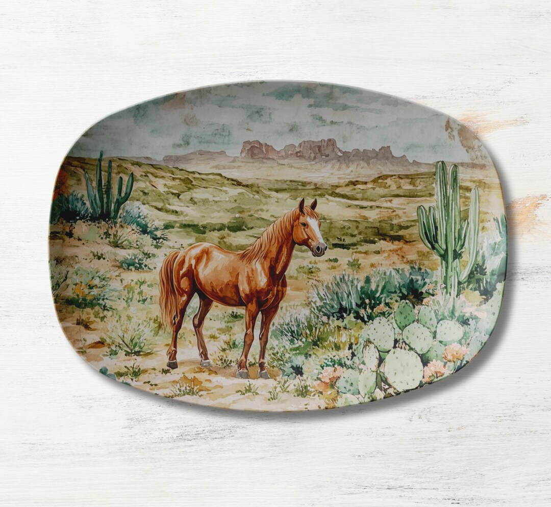 Horse Platter - Southwest Style Watercolor Horse Platter, Western ...