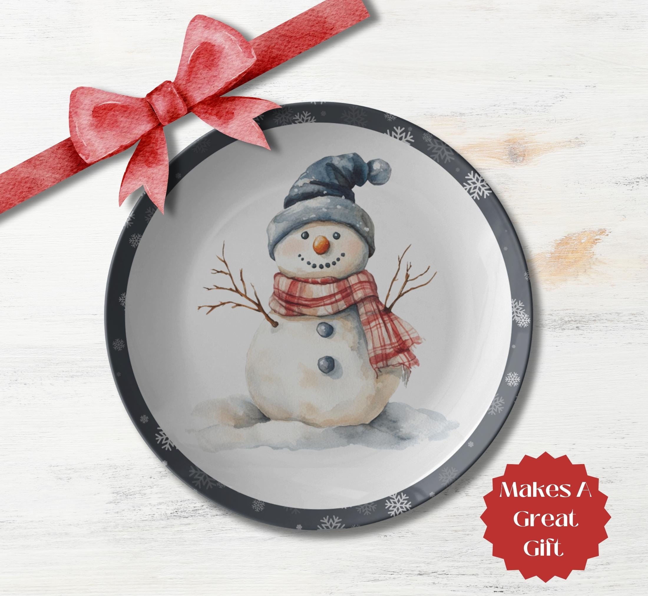 Snowman Plate – Winter Holiday Table Decor, Christmas Tableware ...