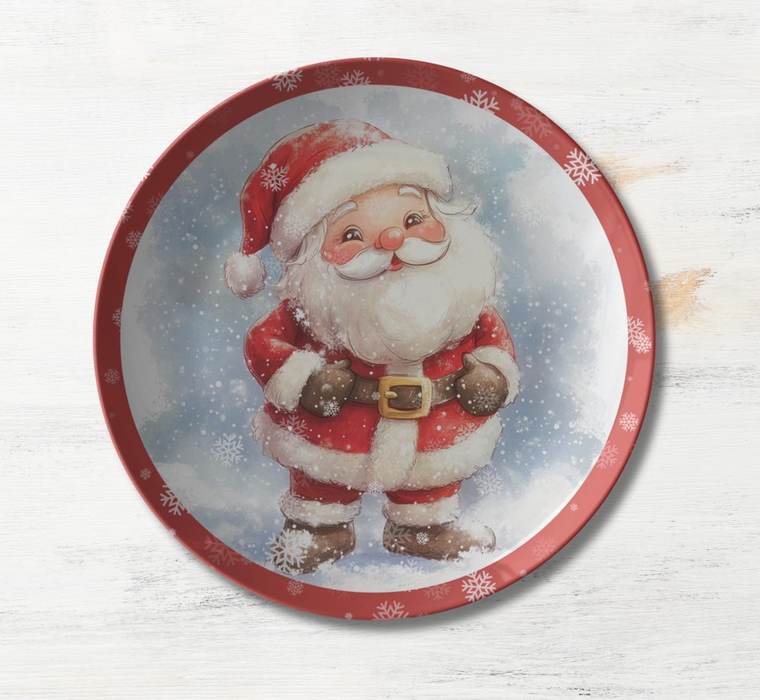 Christmas Plate - Santa Christmas Kids Plate, Cute Santa Dinnerware ...