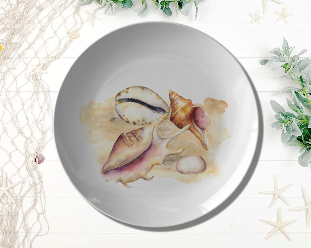 Seashell Dinner Plate | Beach Ocean Decorative Plates Set of 4 | 10 in ...